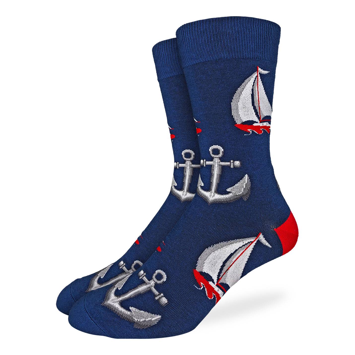 Men's Navy Anchors & Boats Socks | Designed in Canada – Good Luck Sock