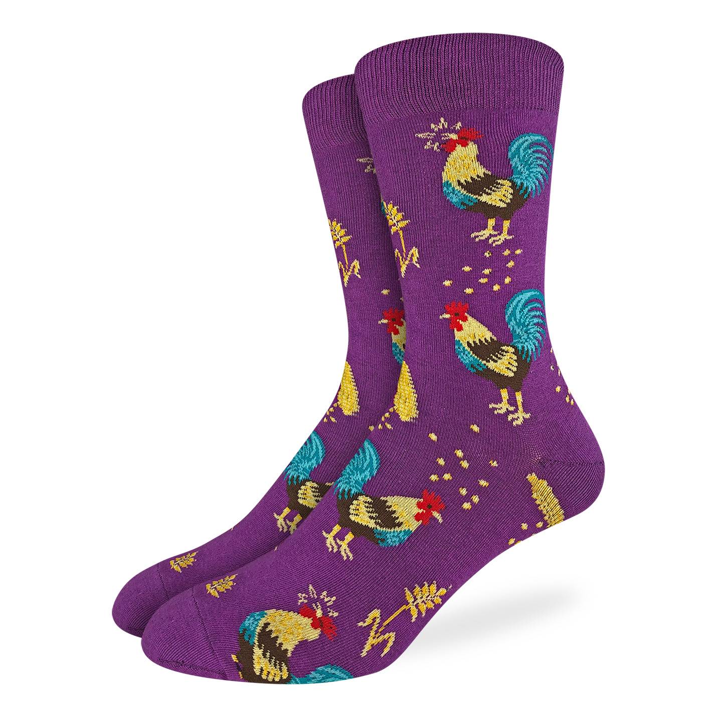 Men's Purple Rooster Socks | Designed in Canada – Good Luck Sock