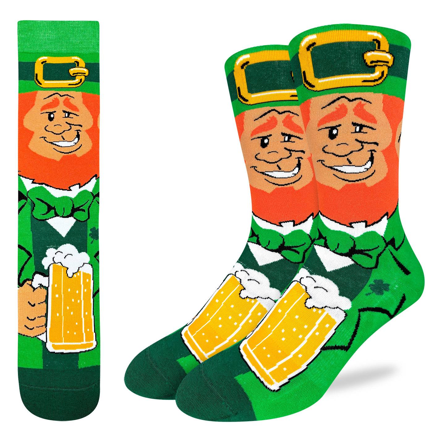 Men's Saint Patrick's Day Leprechaun Drinking Beer Socks | Designed in ...