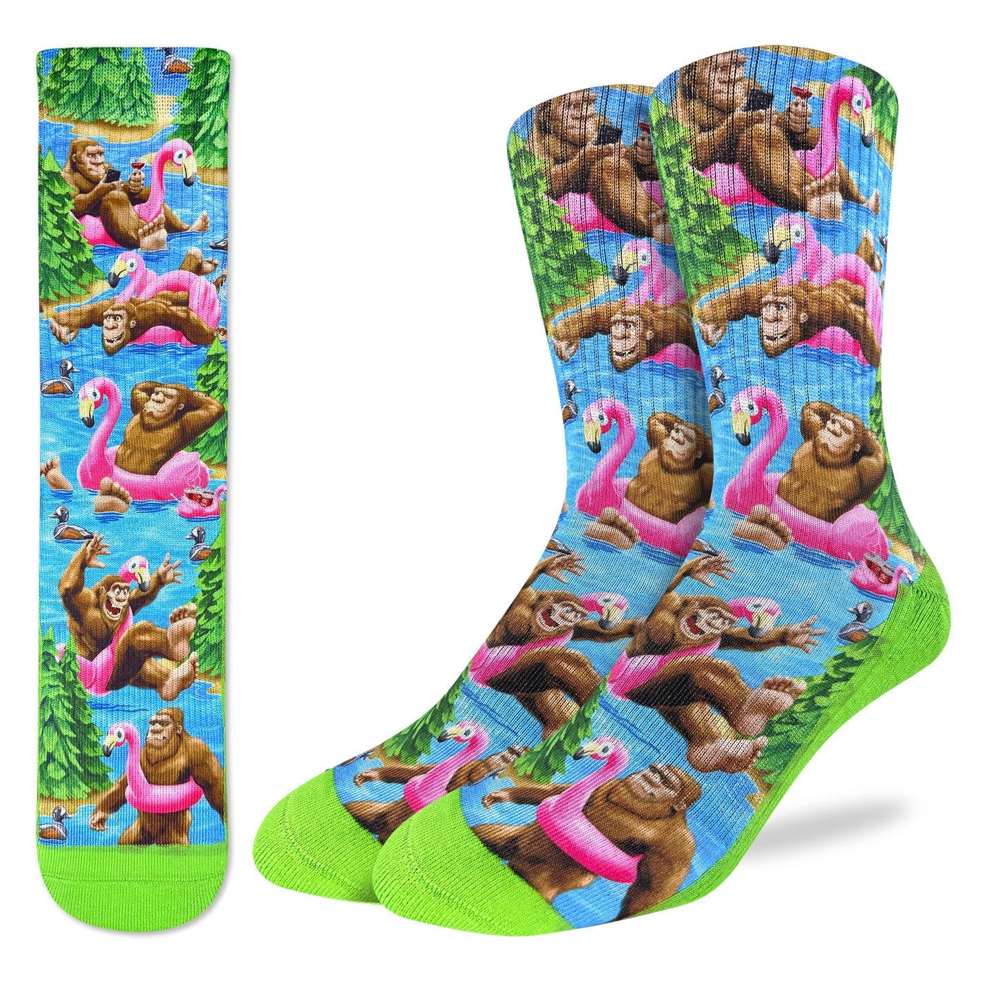 Men's Bigfoot Floating Down Lake Socks | Designed in Canada – Good Luck ...