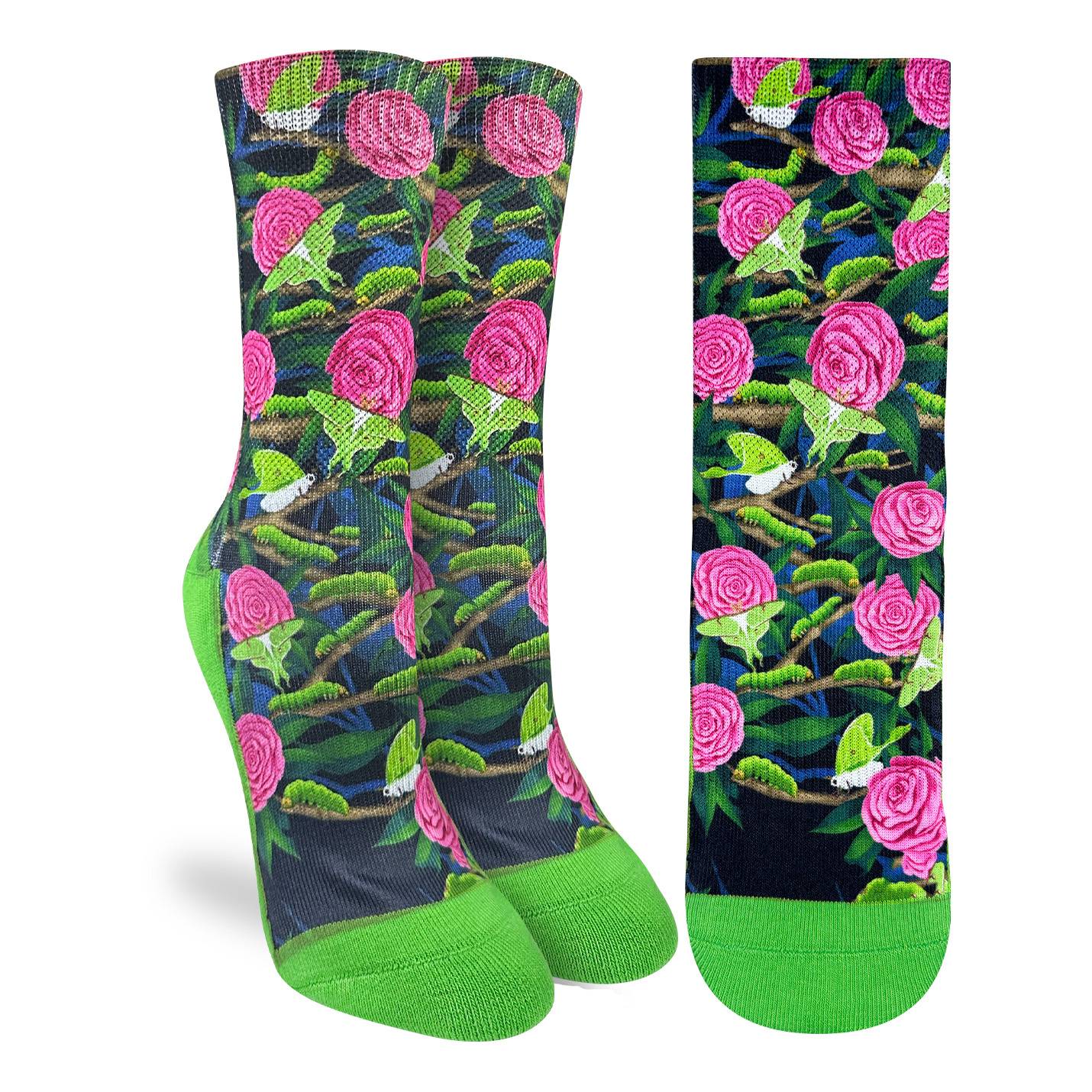 Women's Floral Caterpillars & Moths Socks – Good Luck Sock