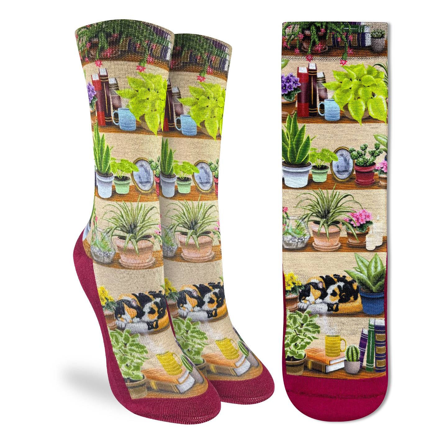 Women's Bookshelf of Plants Socks | Designed in Canada – Good Luck Sock